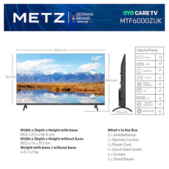 Metz 40MTF6000ZUK 40" Full HD 1080p Smart DLED TV Roku Smart TV