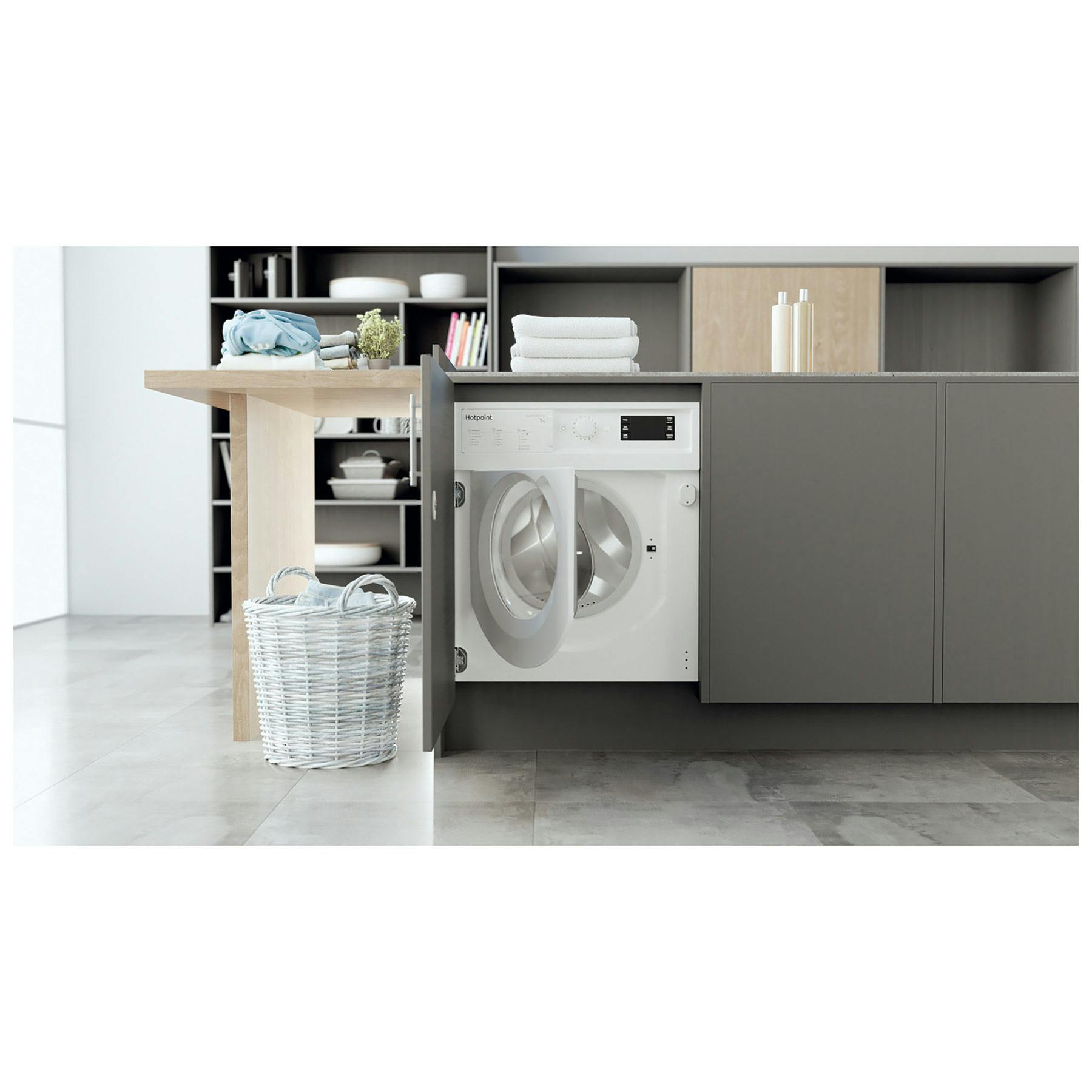 Hotpoint BIWMHG71483 Integrated 7kg 1400 Spin Washing Machine D Rated Anti Stain Cycle