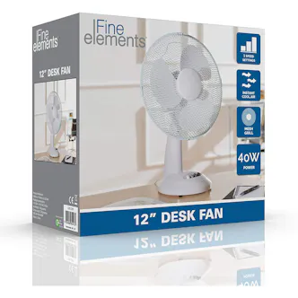 Fine Elements COL1251GE 12-Inch Oscillating Desk Fan in White