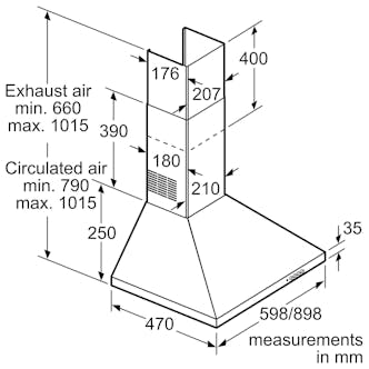 Bosch DWP64CC50M Serie 2 60cm Pyramid Design Hood Brushed Steel