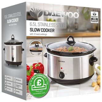 Daewoo SDA1788GE 6.5 Litre Slow Cooker in Stainless Steel