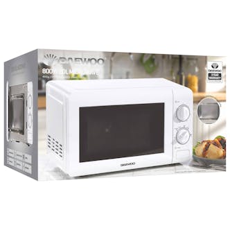 Daewoo SDA2075GE Microwave Oven in White 20L 800W Stainless Steel Interior